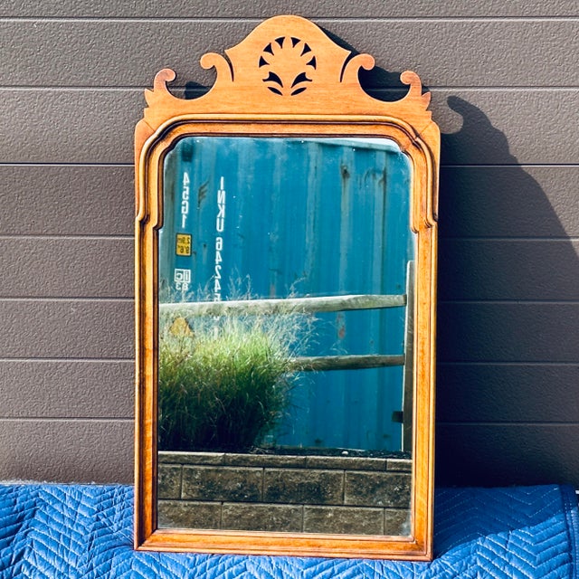 Antique Chippendale Style Solid Maple Wall Mirror | Chairish