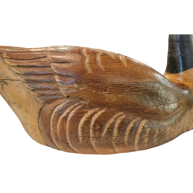 1960s Canadian Hand-Carved Goose Decoy With Glass Eyes | Chairish