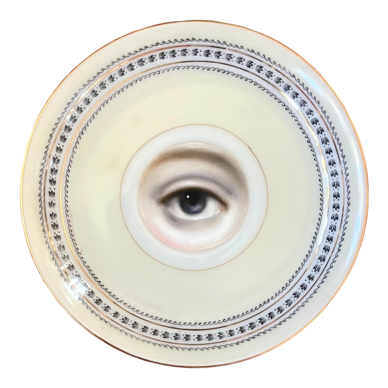 Lover's Eye Painting on a Neoclassical Mid-Century Plate by Susannah Carson | Chairish