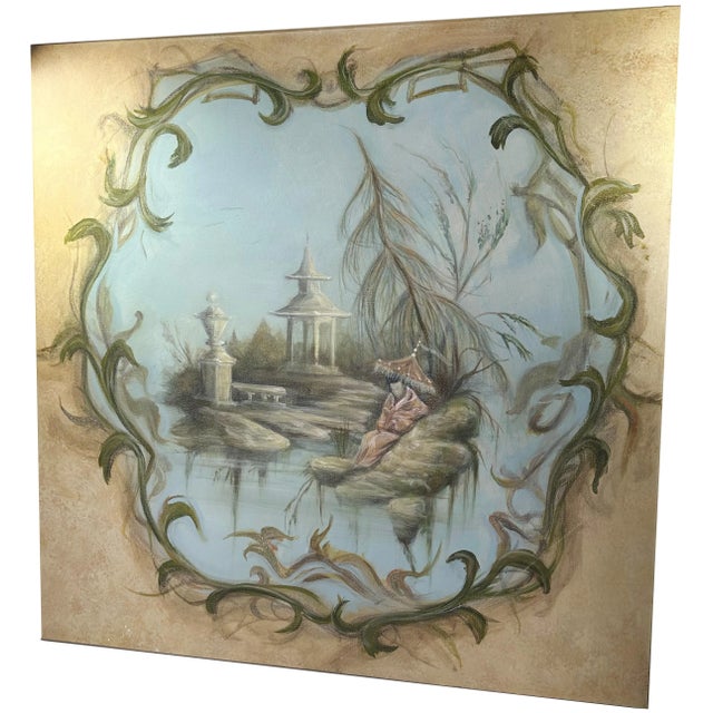 Late 20th Century Four Panel Set of Chinoiserie Paintings by Artist ...