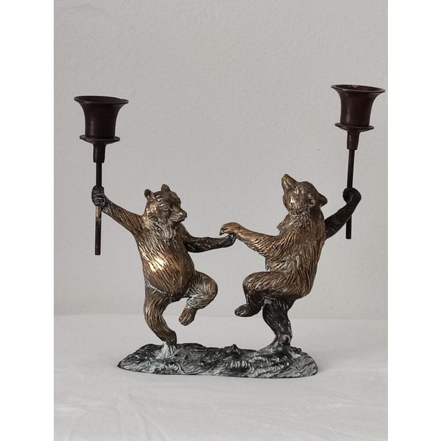 Mid 20th Century European Bronze Figural Dancing Bears Candelabra ...