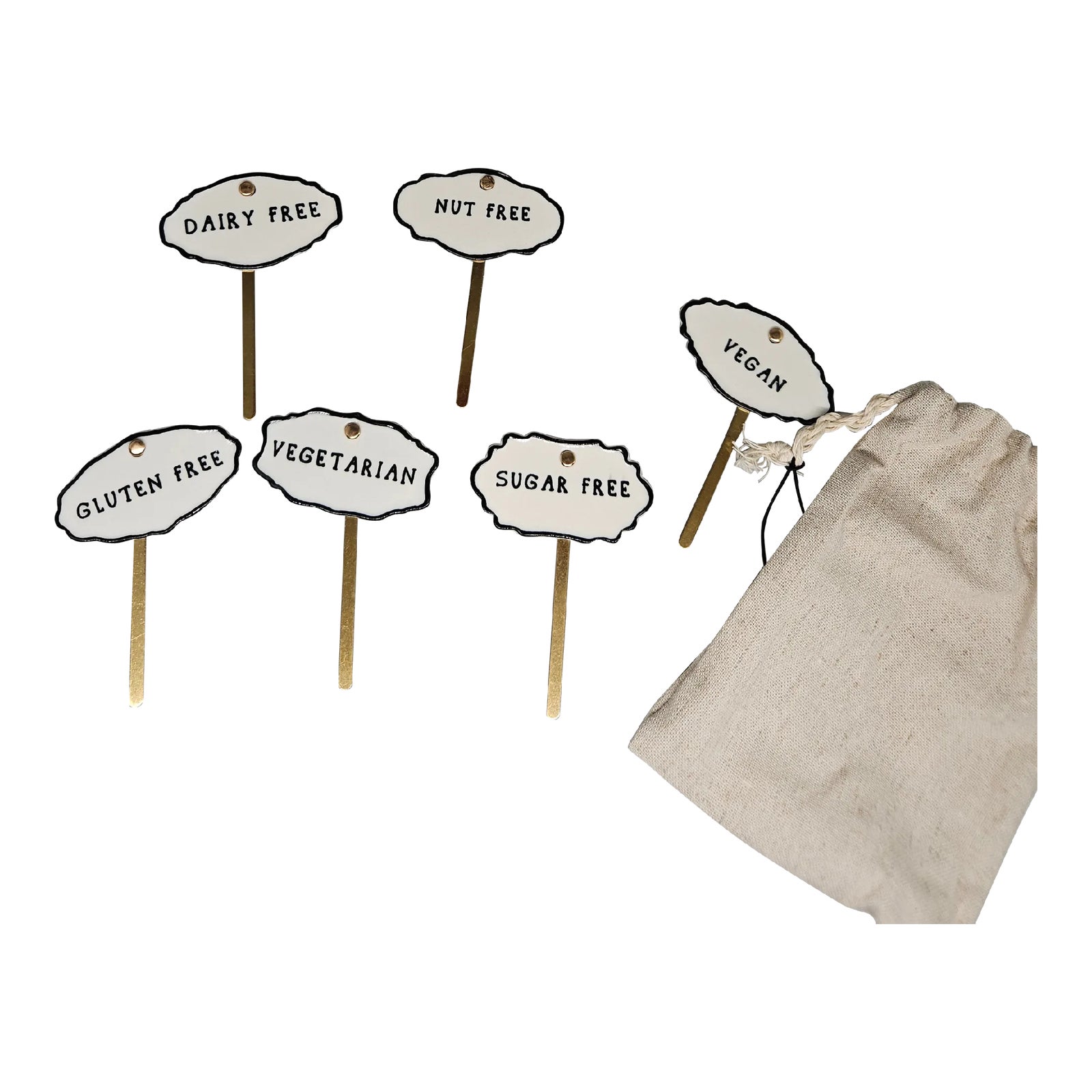 Stoneware and Stainless Steel Food Markers | Chairish