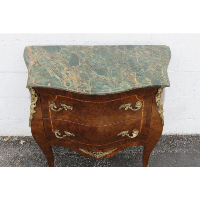 French Marble Top Bombay Serpentine Inlay Commode Dresser Bathroom ...