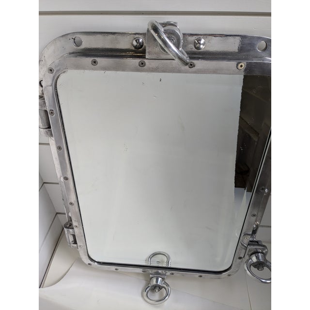 Antique Large Nautical Rectangular Aluminum Ship's Porthole Mirror ...