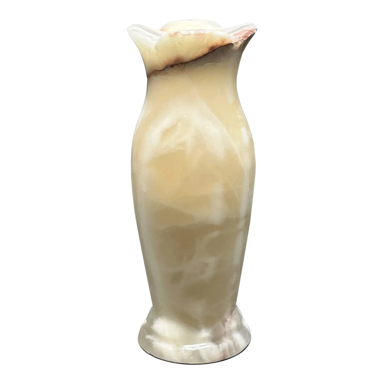 Vintage Hand Made Beige and Burnt Orange Egyptian Alabaster Onyx Bud ...