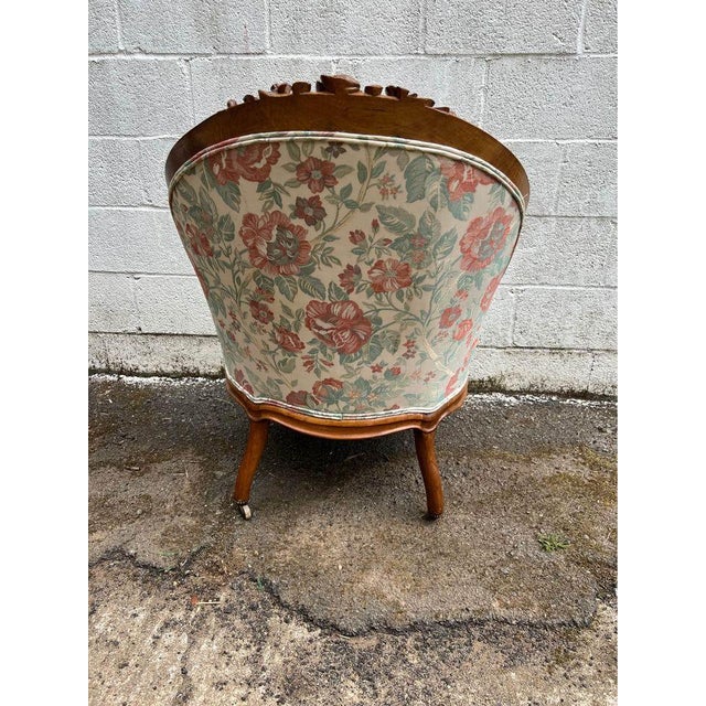 Mid 20th Century Pair Victorian Rococo Style Walnut Carved Upholstered ...