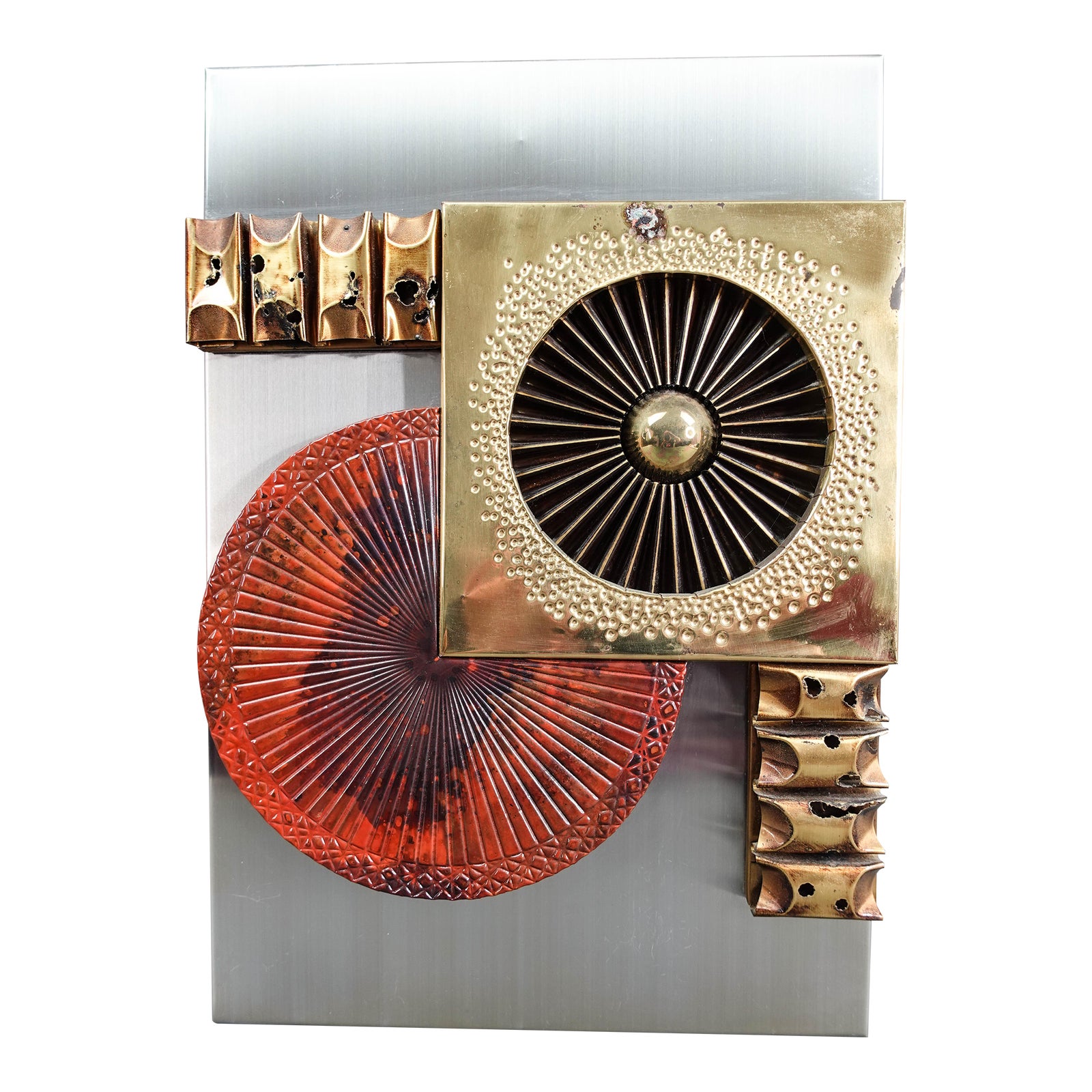 Stephen Chun Vintage Mid 20th Century Brutalist Abstract Mixed Metal ...