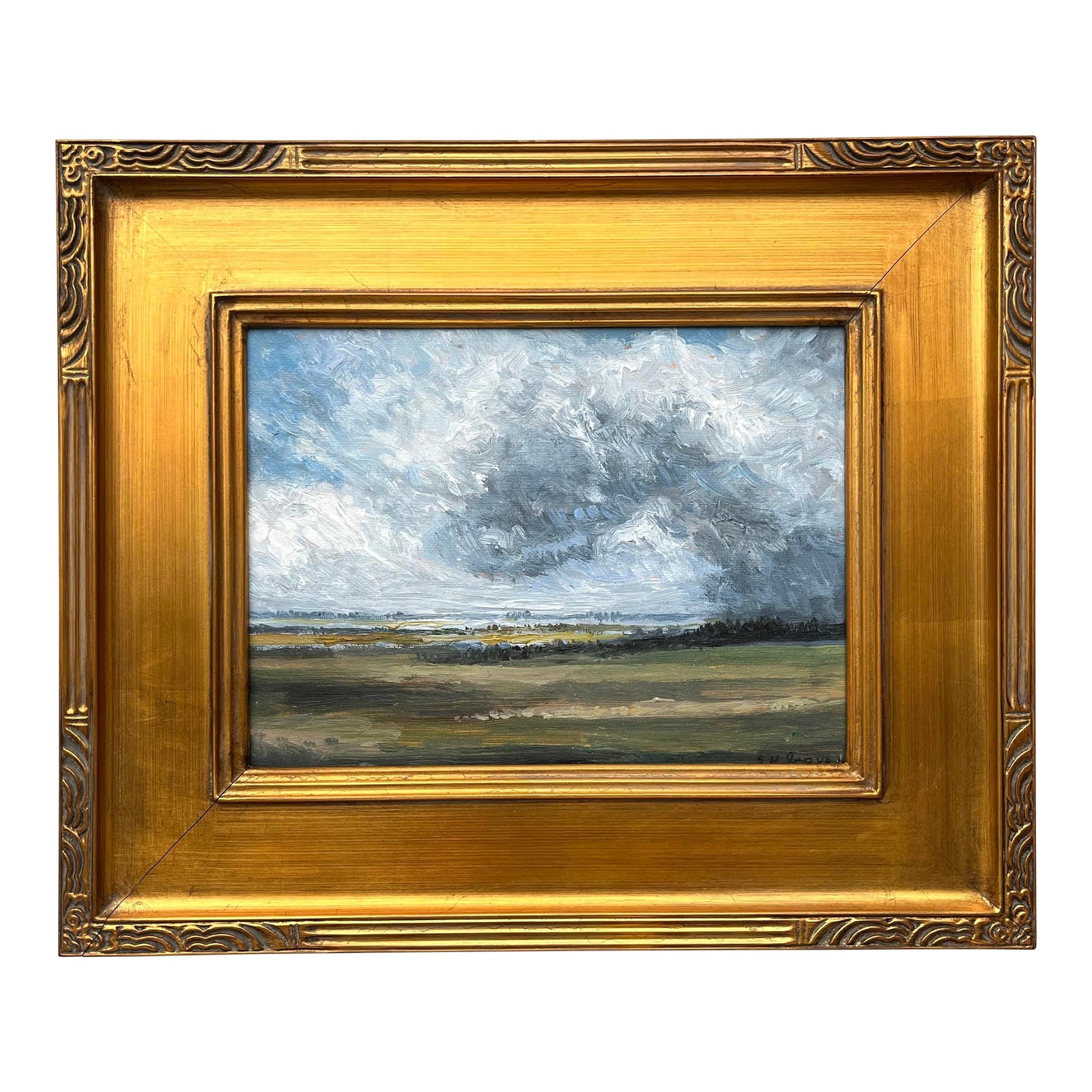 Original American Impressionist Landscape Oil Painting of a Meadow and ...