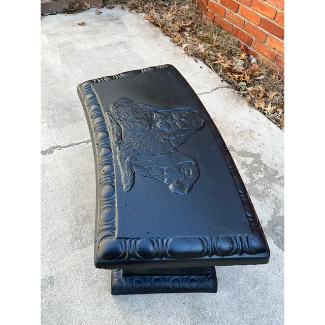 Concrete Outdoor Garden Benches With Rabbits Relief in Black- a Pair ...