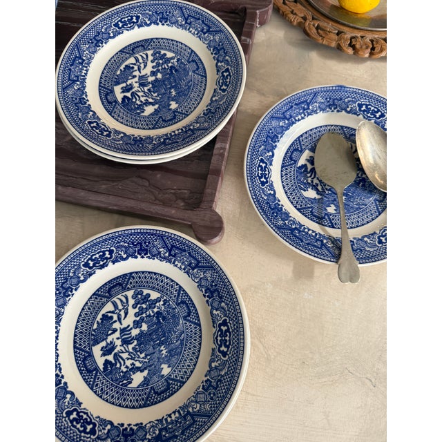 Vintage Blue Willow Plates Set of Five Ironstone Style 6 3/8 Inch ...