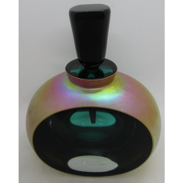 1990 Green With Gold Glass Perfume Bottle Signed and Numbered | Chairish