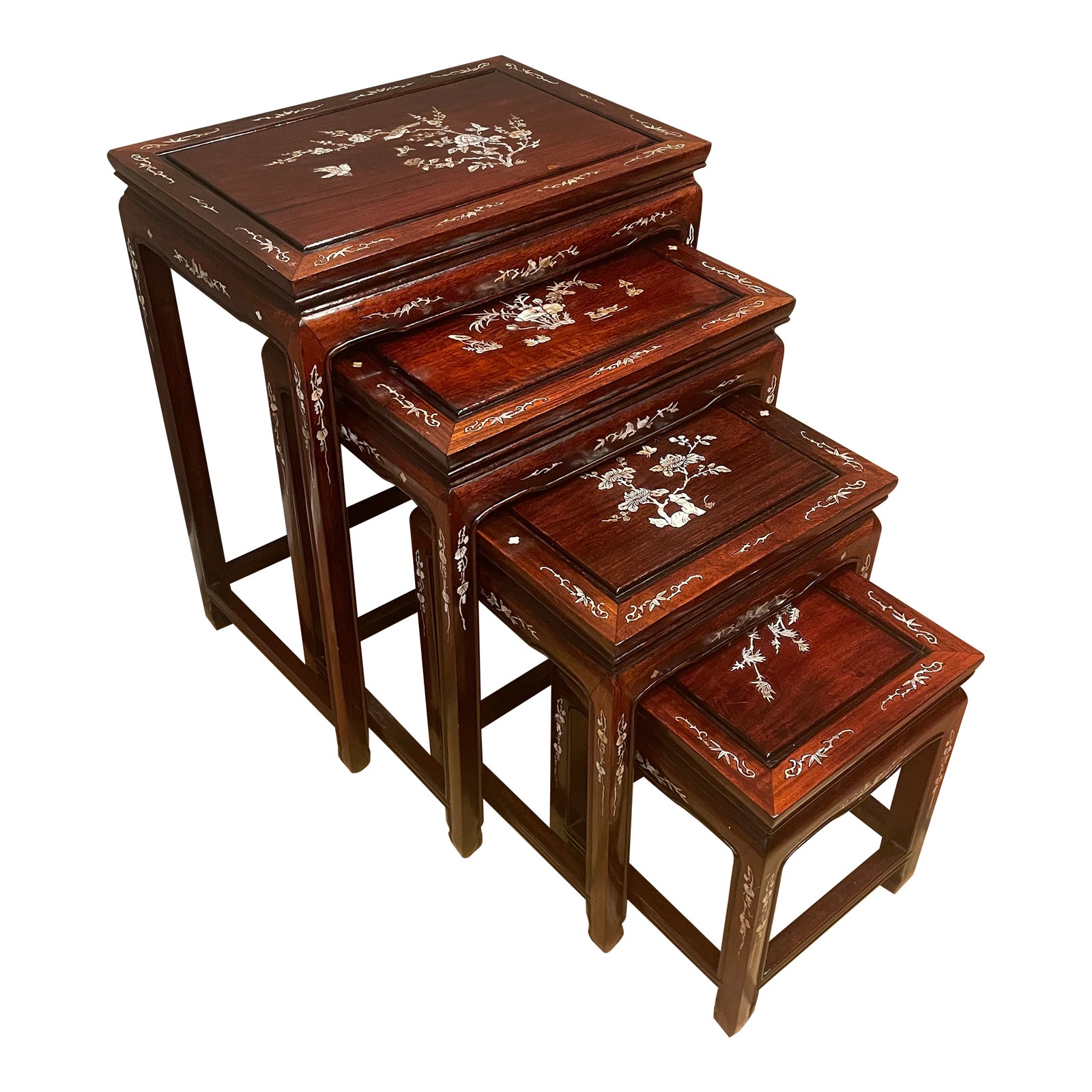 1950s Vintage Chinese Rosewood Nesting Tables - Set of 4 | Chairish