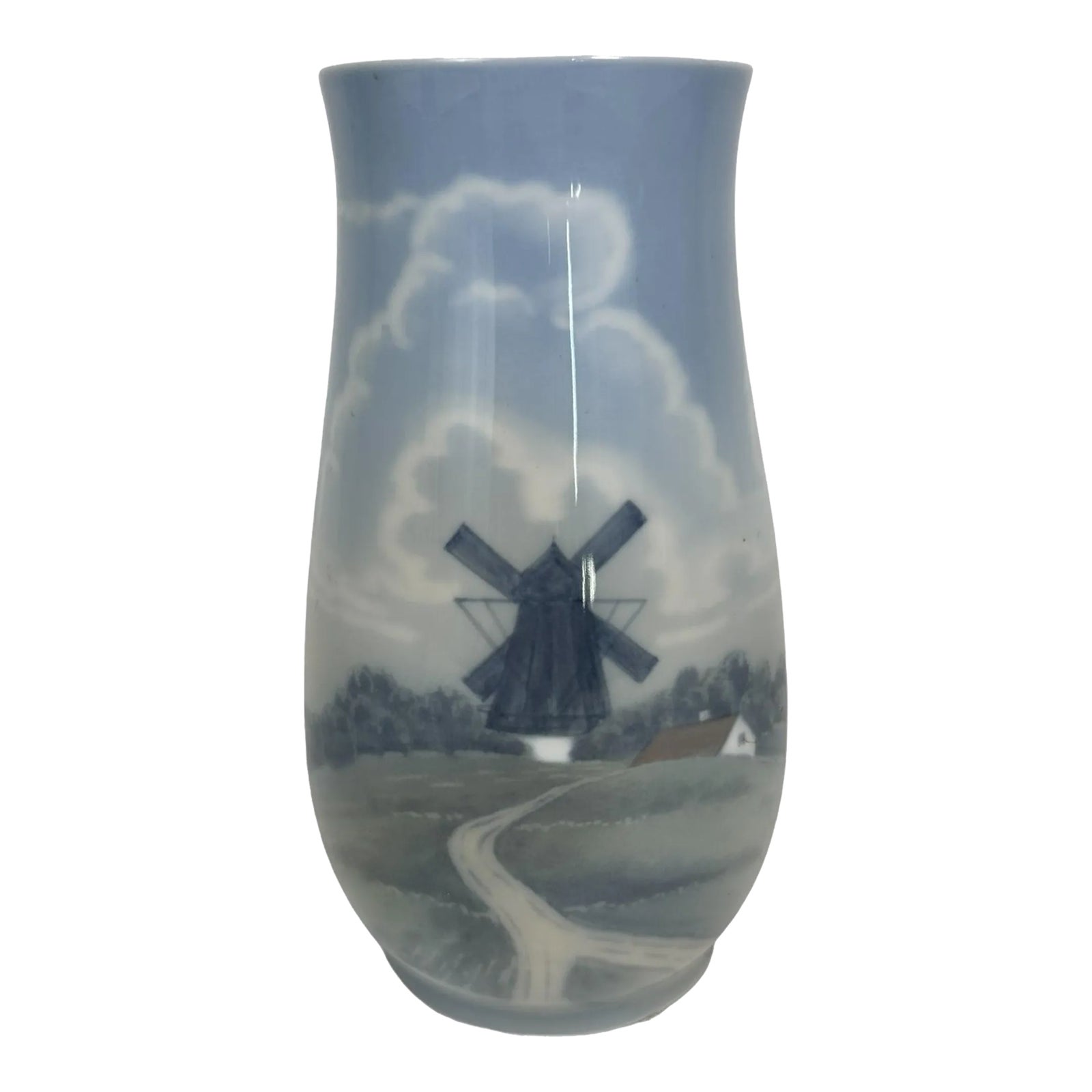 Mid 20th Century Bing and Grondahl Vase With Windmill | Chairish