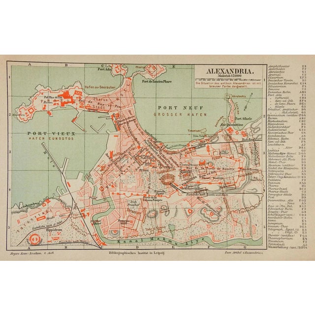 Small Antique Circa 1900 Map Alexandria Eygpt | Chairish