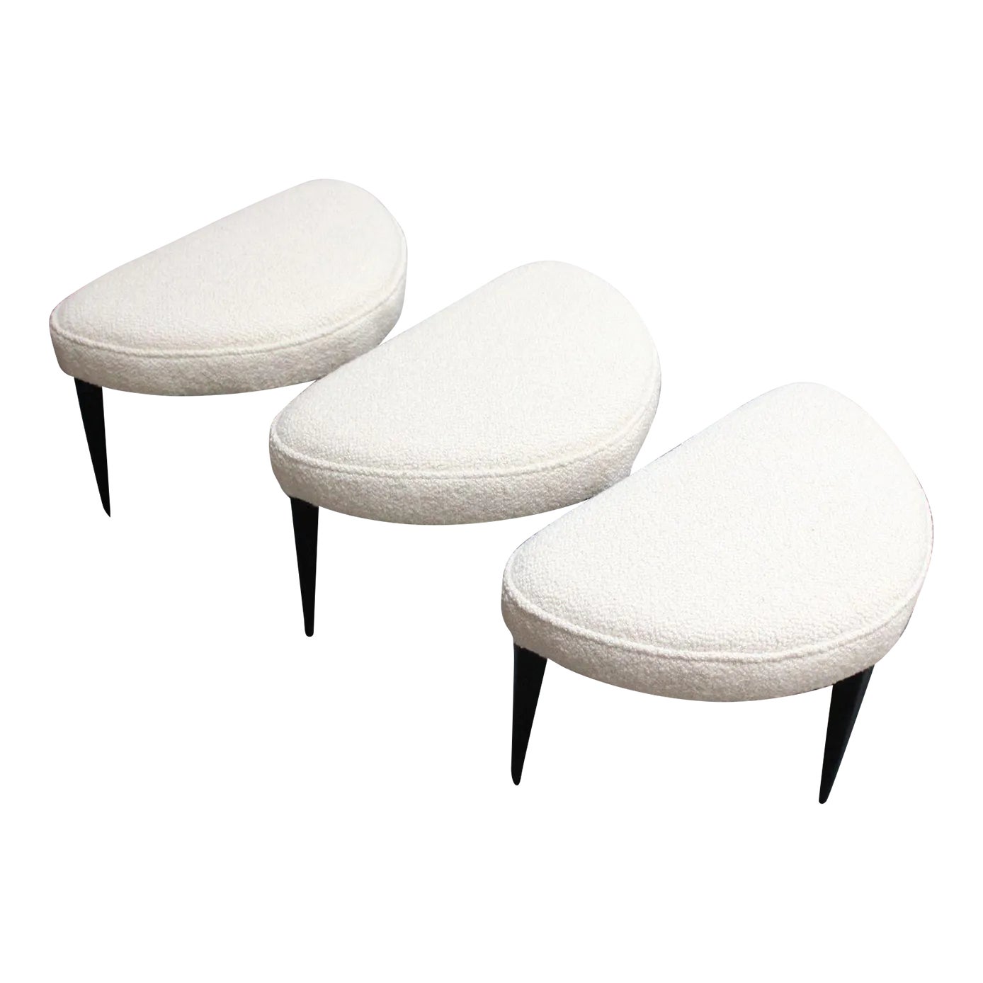 Set of Three Midcentury Italian Modern Ebonized Footstools/Ottomans in ...