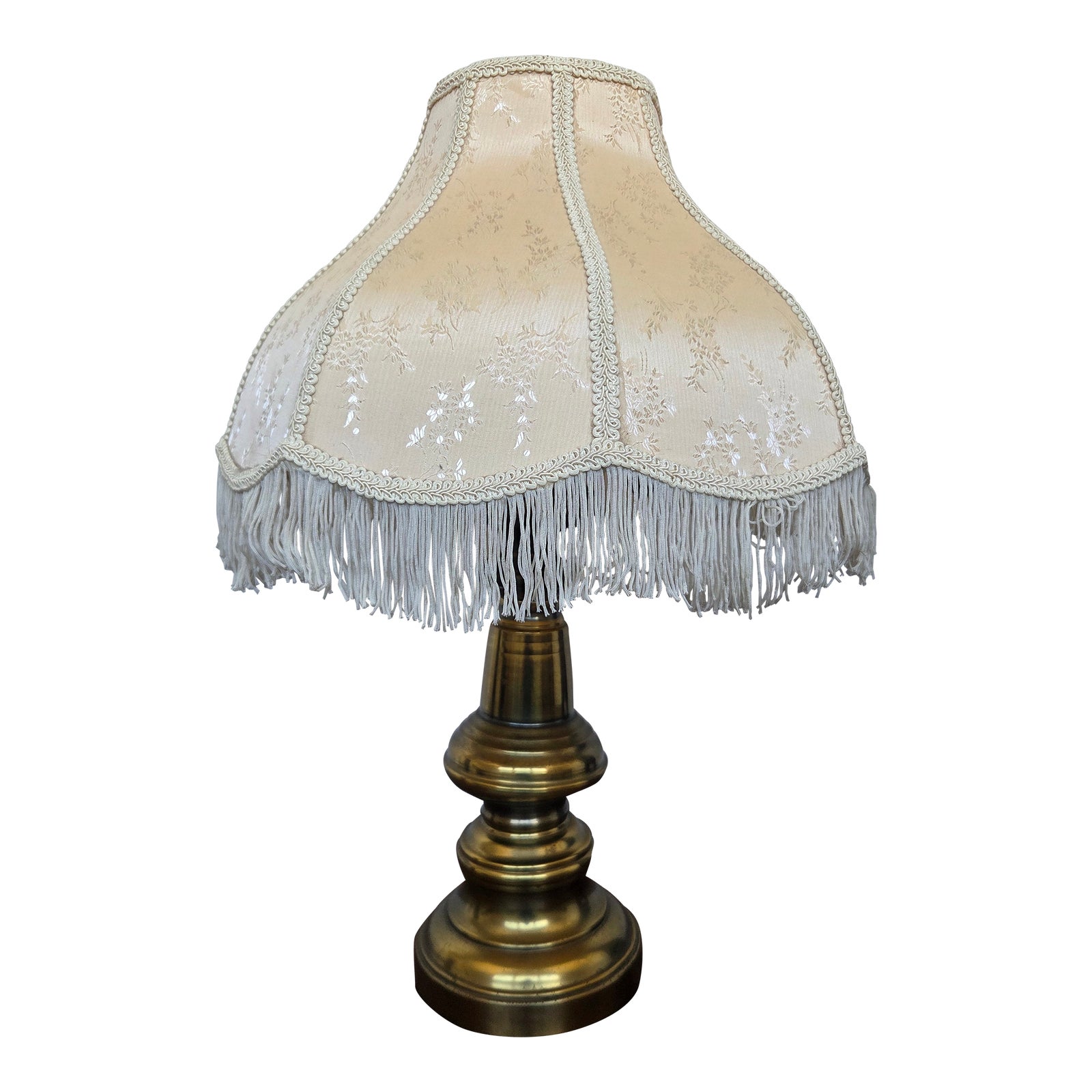 1940s Hollywood Regency Neoclassical Brass 3-Light Table Lamp W/ Fabric ...
