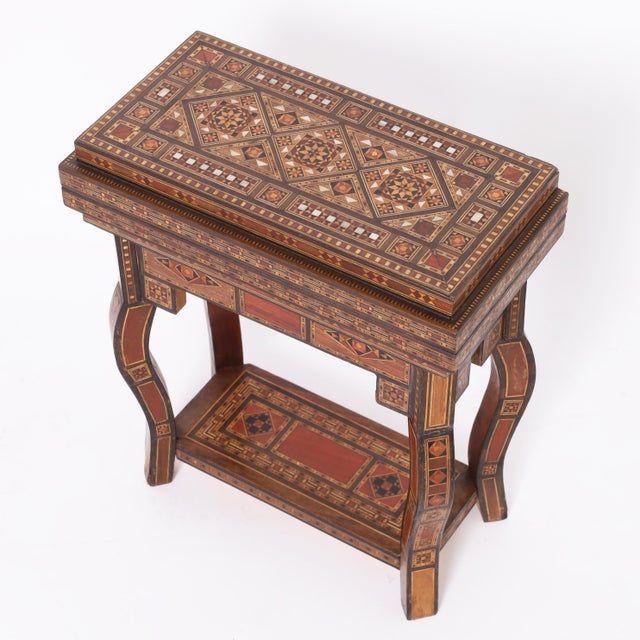 Diminutive Antique Inlaid Moroccan Games Table | Chairish
