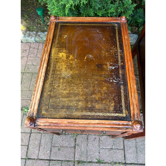 1950s Vintage Leather Top Side Tables - Set of 2 | Chairish