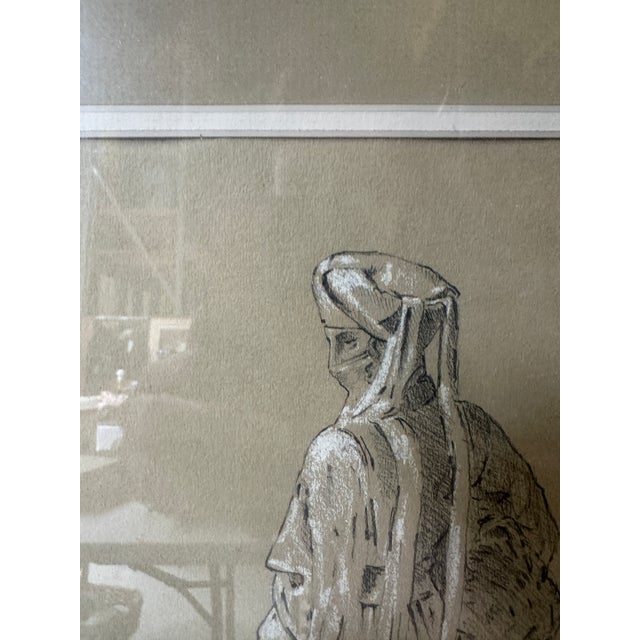 1970s Pencil and Pastel, Framed and Signed Drawing of Traditional Man ...