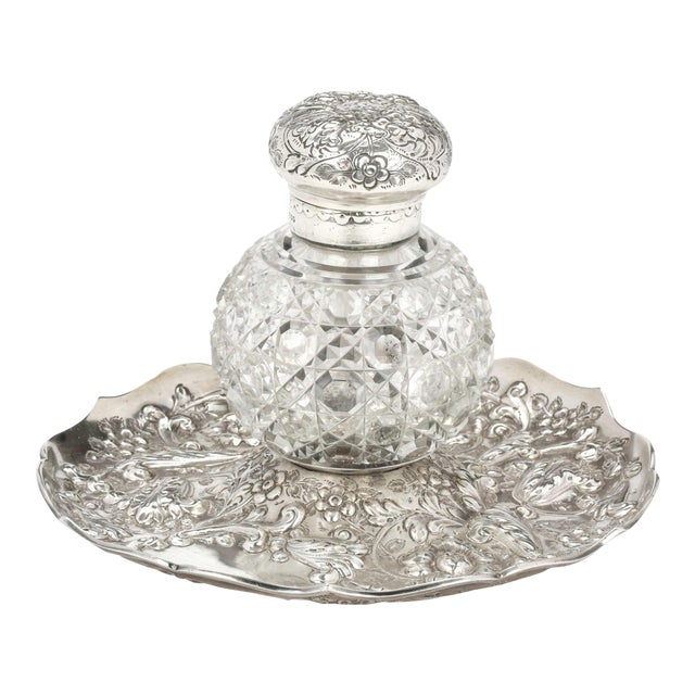 Ink Well, English Sterling and Crystal Ink Well | Chairish