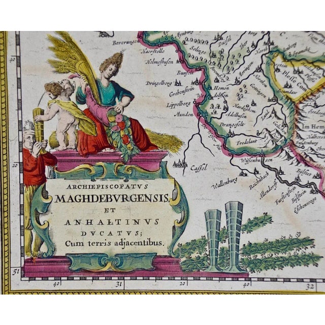 17th Century Hand-Colored Map of a Region in West Germany by Janssonius ...