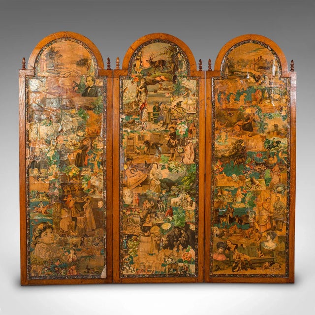 1850's Antique 3 Fold Scrap Screen | Chairish