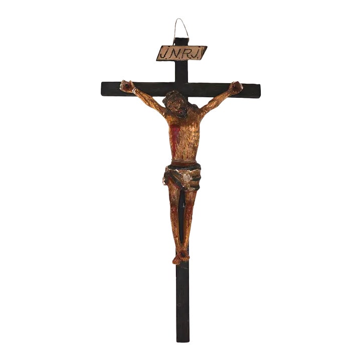 19th Century Pedro Antonio Fresquis Painted Wood and Gesso Cristo ...