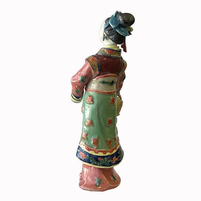Chinese Oriental Porcelain Ancient Style Dressing Lady Figure | Chairish