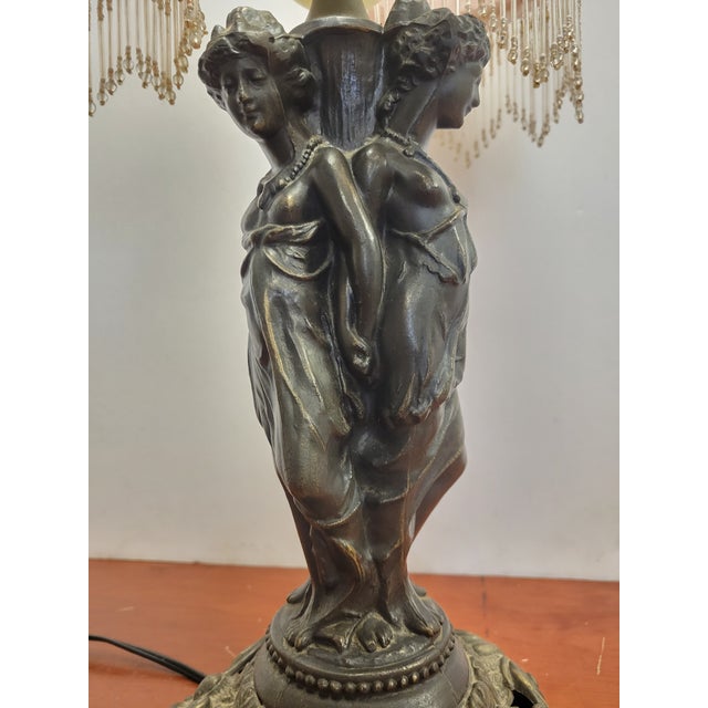 Vintage Meyda Tiffany Art Nouveau Style 3 Sock Table Lamp With 3 Glass ...