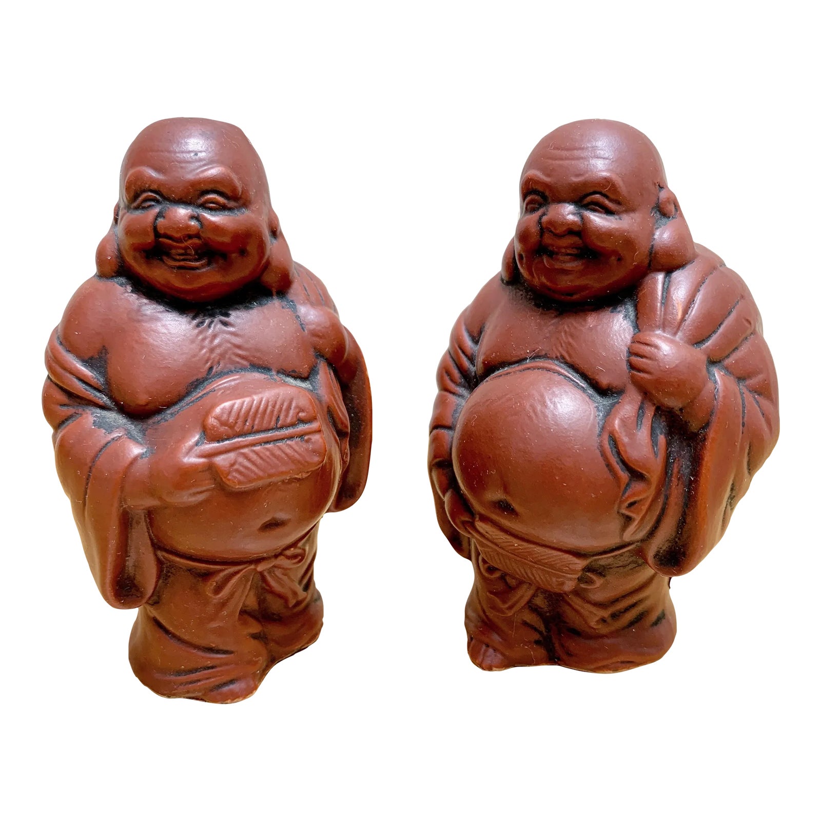 Vintage Happy Buddha Salt and Pepper Shakers, a Pair | Chairish