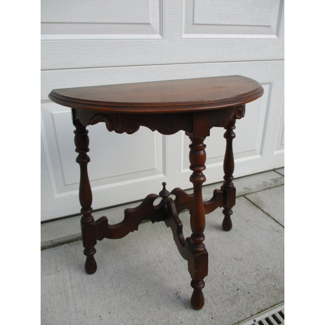 Mahogany Edwardian Demilune Side Table With Carved Apron and Central ...