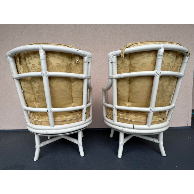 1970s Vintage Mid Century Henry Olko for Willow & Reed Rattan Swivel ...
