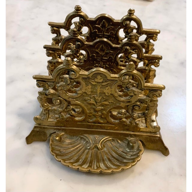 Vintage Brass Ornate Letter Holder Catchall | Chairish