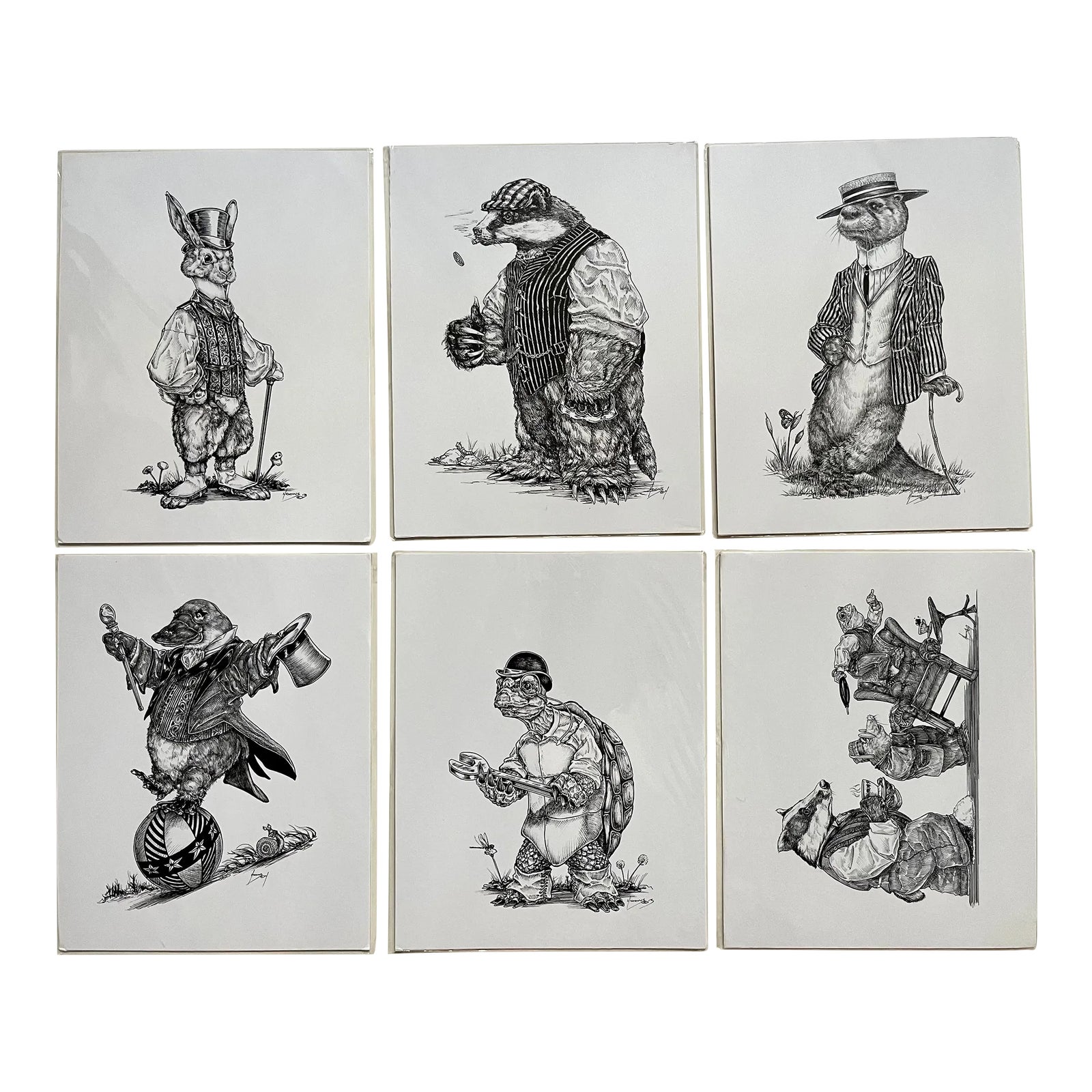 1990s Set of Six Art Prints on Cardboard by Don Higgins Signed Sealed ...
