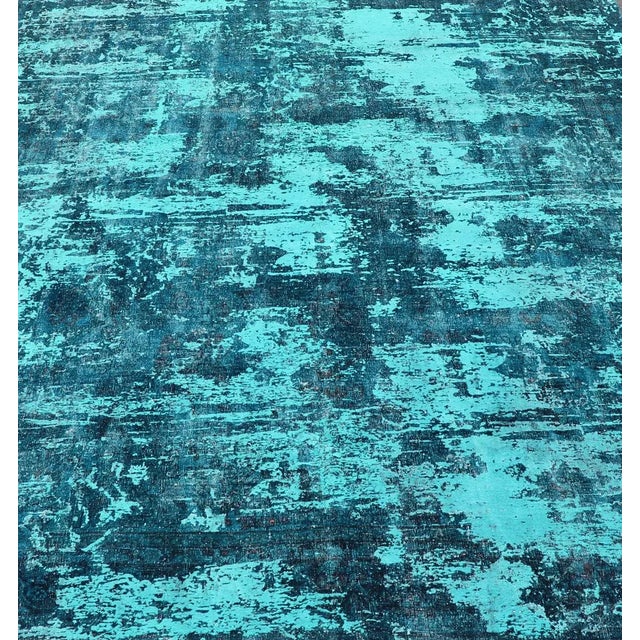Luxurious Modern Design Vintage Rug in Shades of Blue, Turquoise, Teal ...