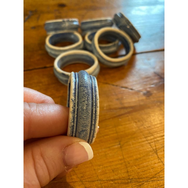 Vintage Handmade Hand-Painted Ceramic Napkin Rings- Set of 8 | Chairish