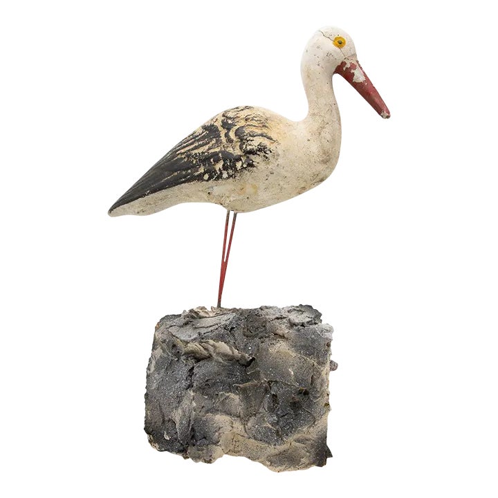 Garden Ornament Cast Stone Seagull on Wood Base | Chairish