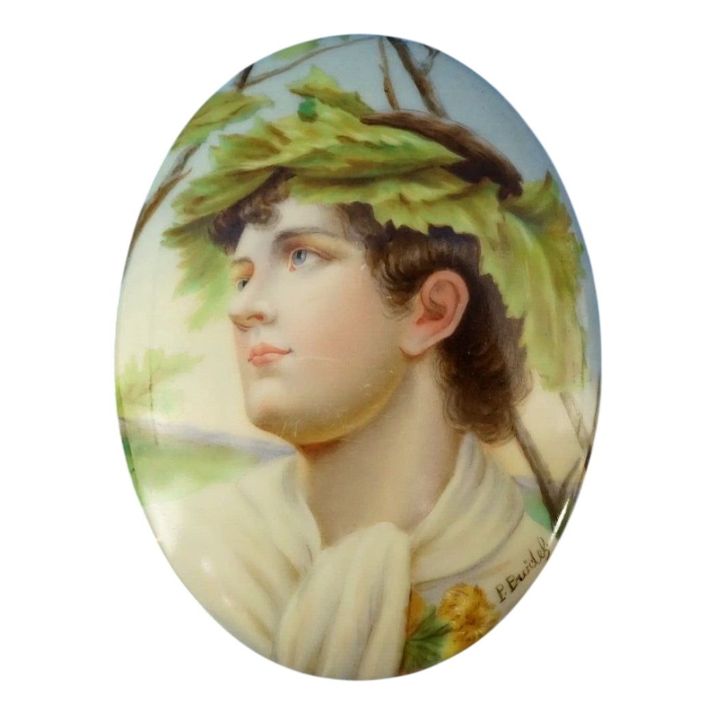 Miniature Painted Porcelain Plaque with Dionysus and Apollo by Max P ...