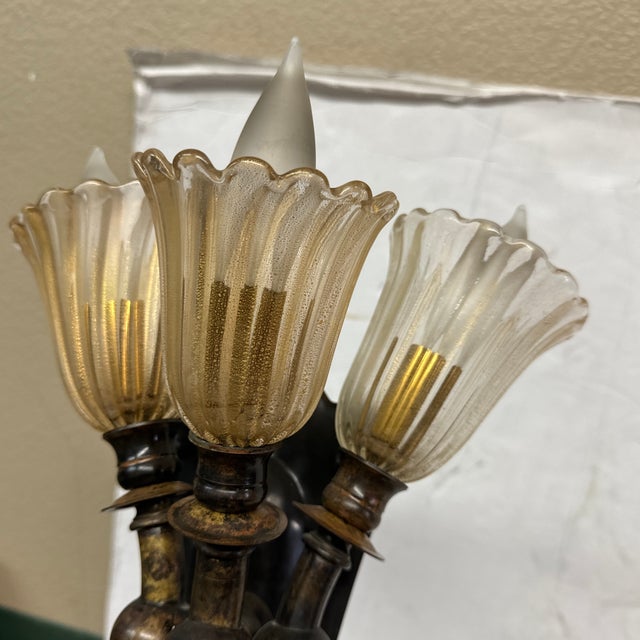Lightspann Lighting Custom Antiqued Brass + Gold Flecked Glass Shade ...