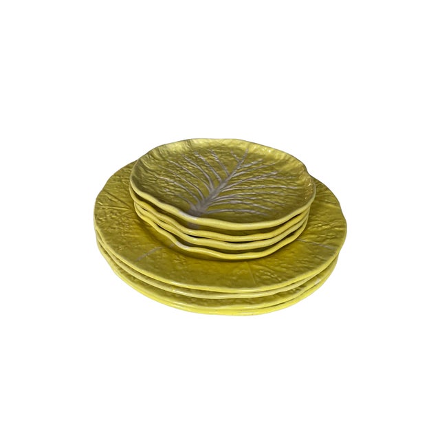 Vintage 1960s Yellow Secla Portugal Cabbage Plate Chargers and Leaf ...