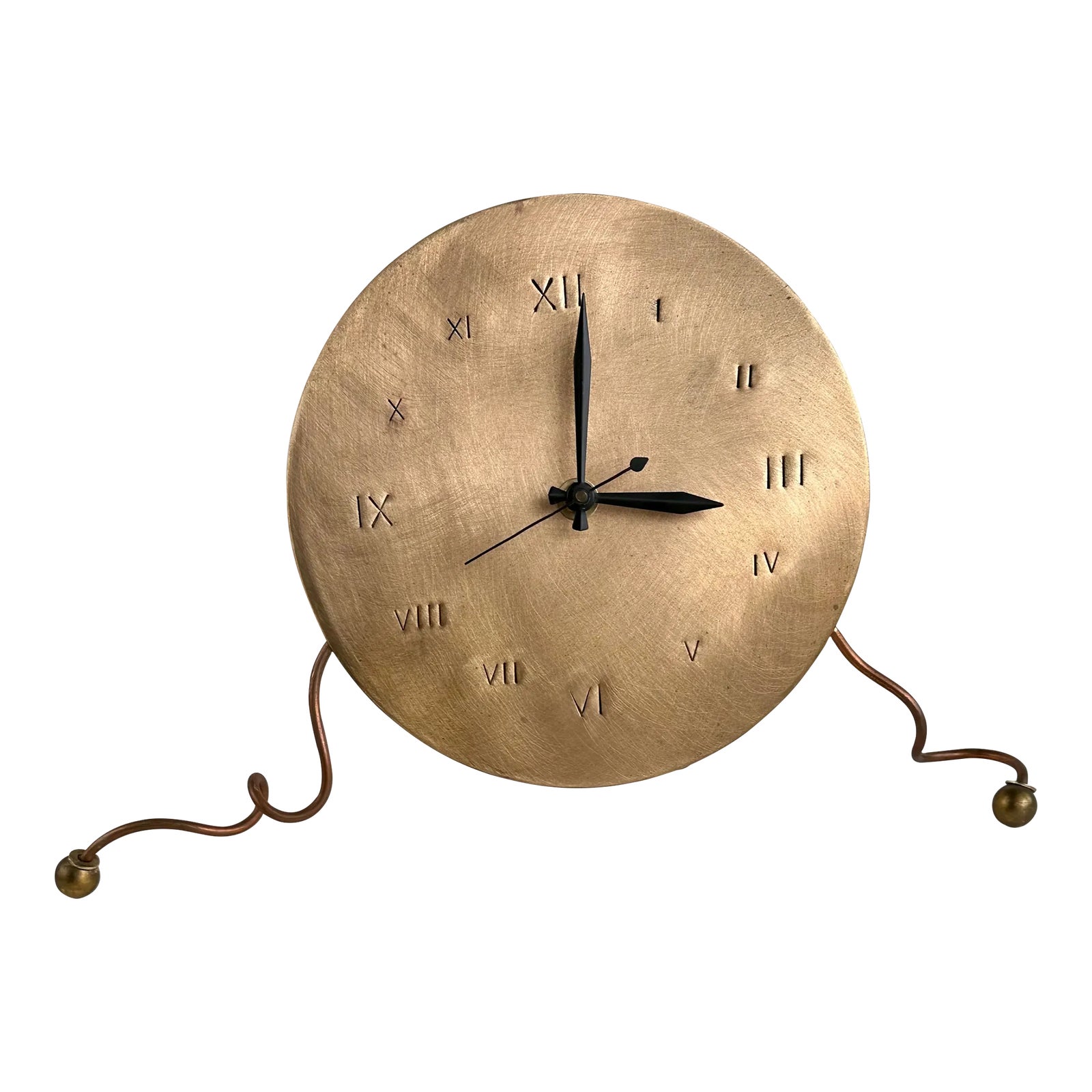 Brushed Copper Mantel Clock by Christopher Poehlmann 1993 | Chairish