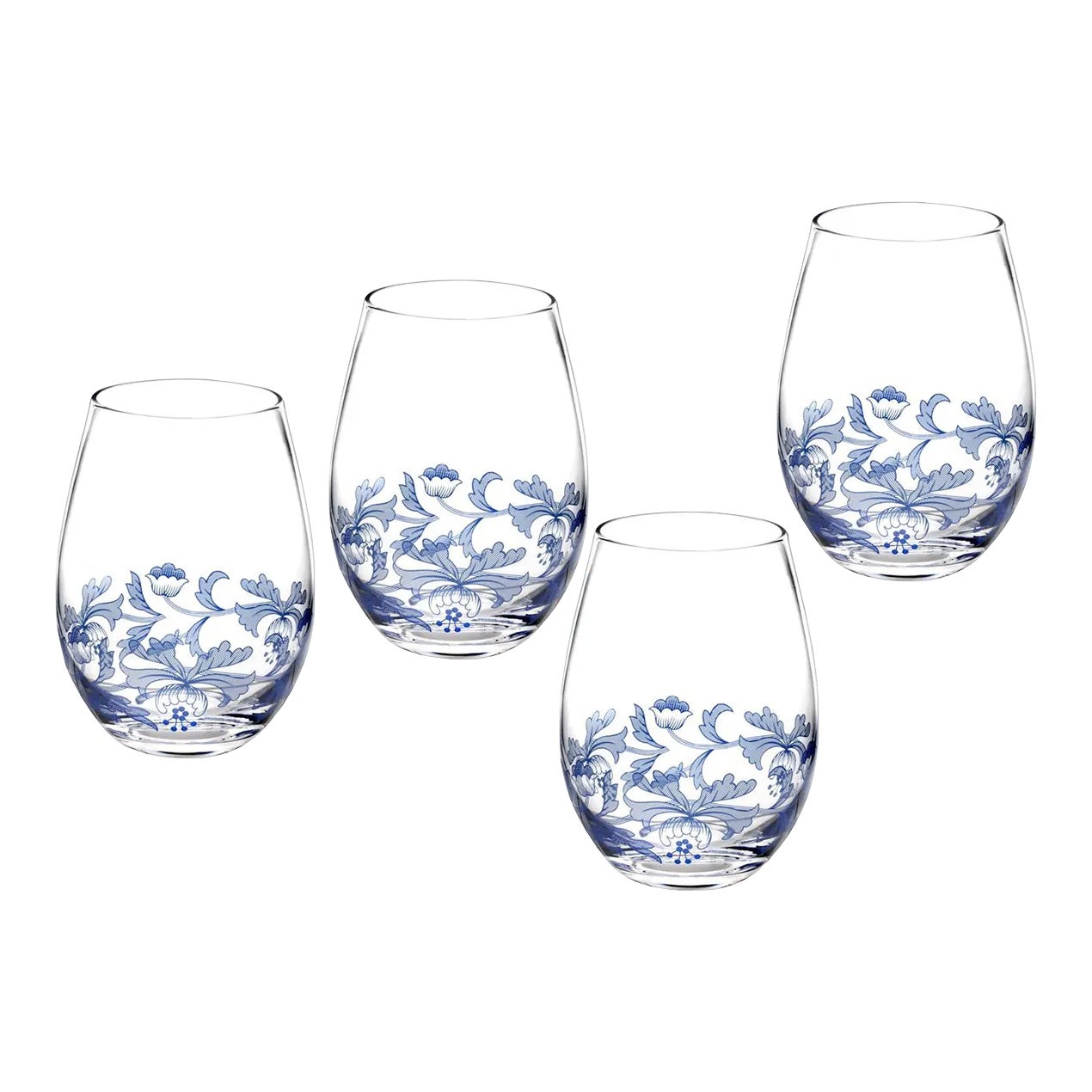 Spode Blue Italian Stemless Glasses 19 oz. | Chairish