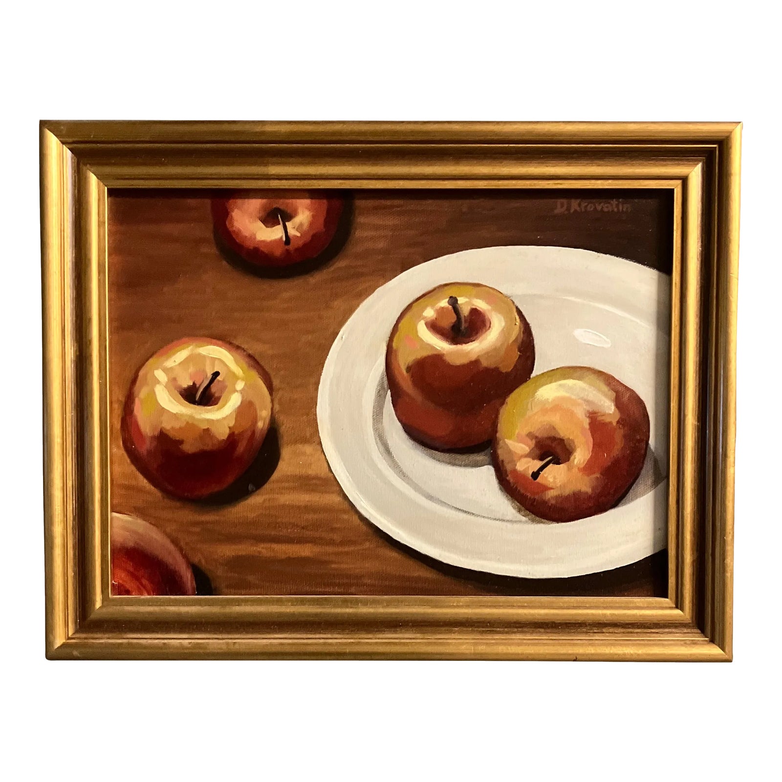 Contemporary Impressionist Still Life Painting Apples on Plate Signed ...