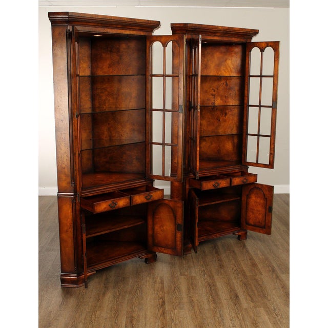 Theodore Alexander Georgian Style Pair of Burlwood Corner Cabinets ...