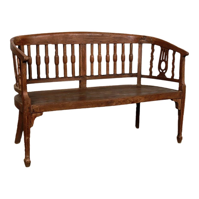 Antique Anglo-Indian Teakwood Bench | Chairish