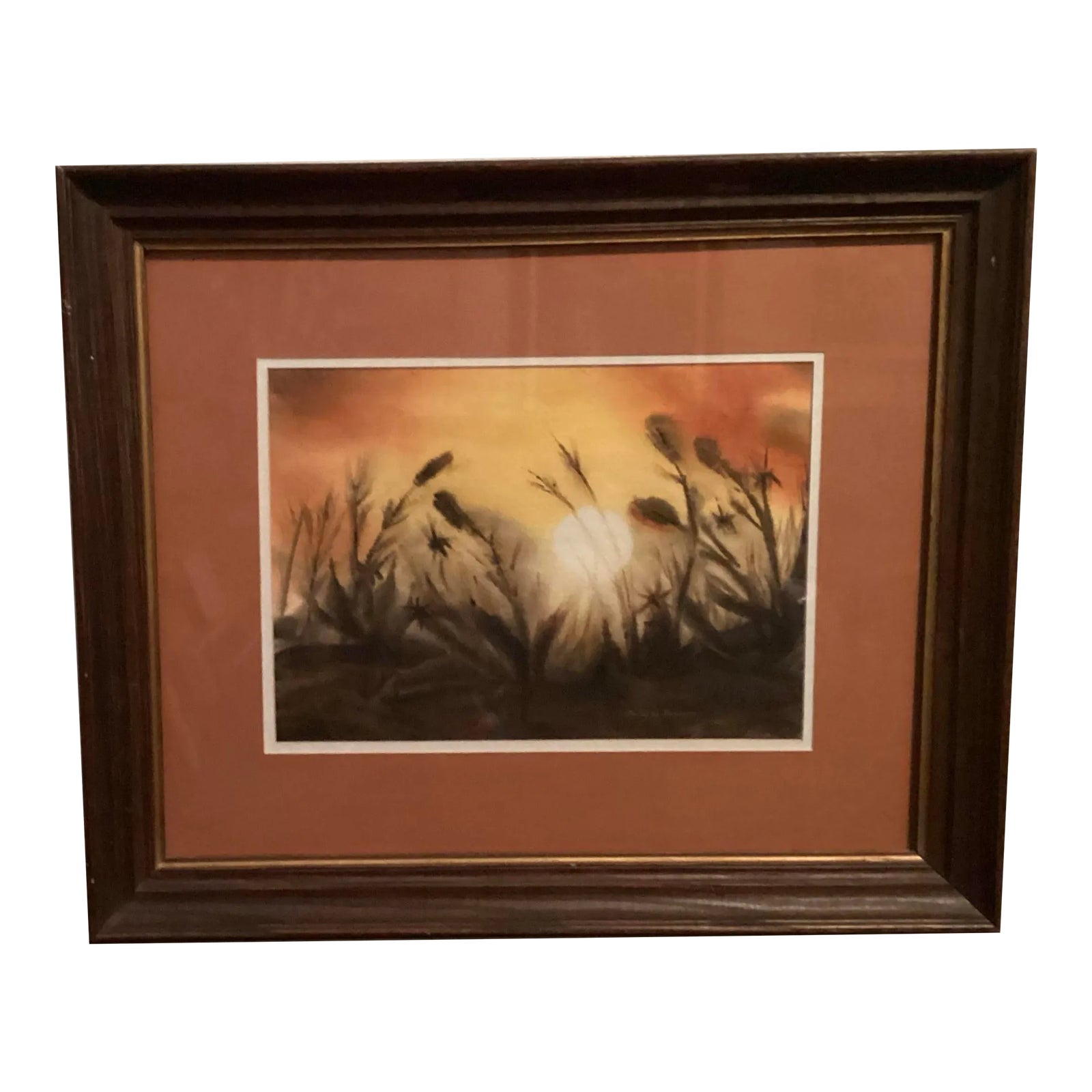 Original Watercolor, Landscape, Desert, Stunning Setting Sun. Signed by ...