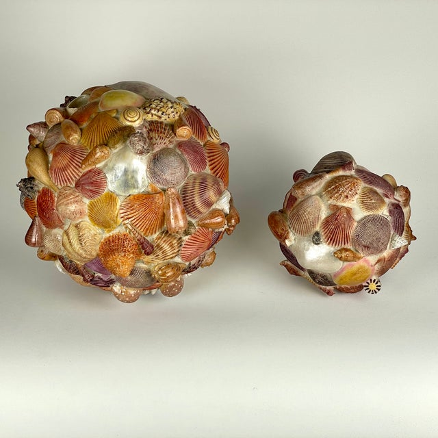 Pair of Large & Small Variety Sea Shells Topiary Sculptures | Chairish