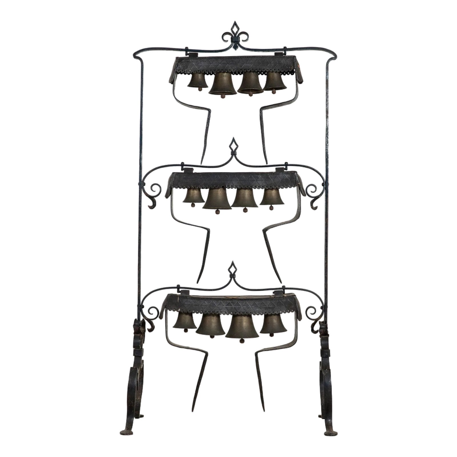 Wrought Iron Latten Bell Stand, Three Tier, English Late 19th C. | Chairish