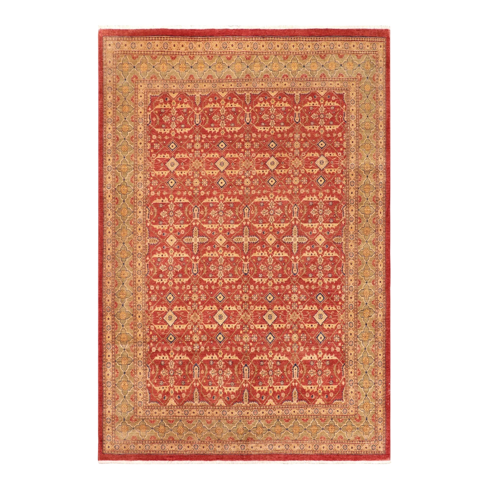Bohemien Ziegler Red Green Hand-Knotted Wool Rug - 7'10'' X 9'5 ...