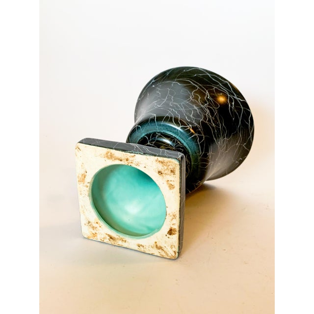 Mid-Century Modern Black Splatterware Pedestal Urn Vase | Chairish